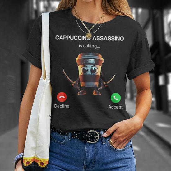 Camiseta Meme Capuchino Asesino Llamando Brainrot Italiano Brainrot ...