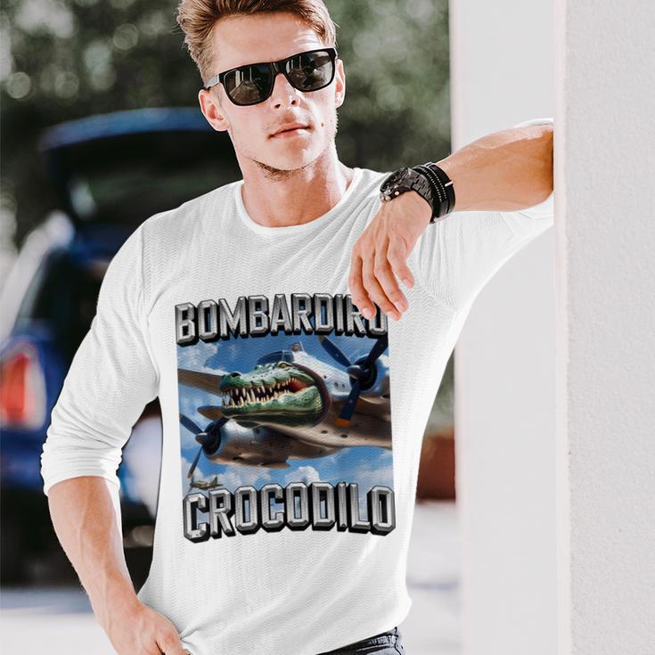 Bombardiro Crocodilo Meme Plane Crocodile Brainrot Long Sleeve T-Shirt ...