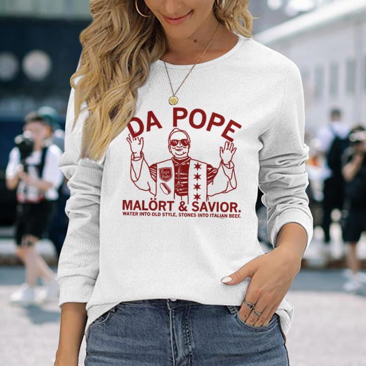 Da Pope Malört & Savior Meme Long Sleeve T-Shirt - Monsterry UK