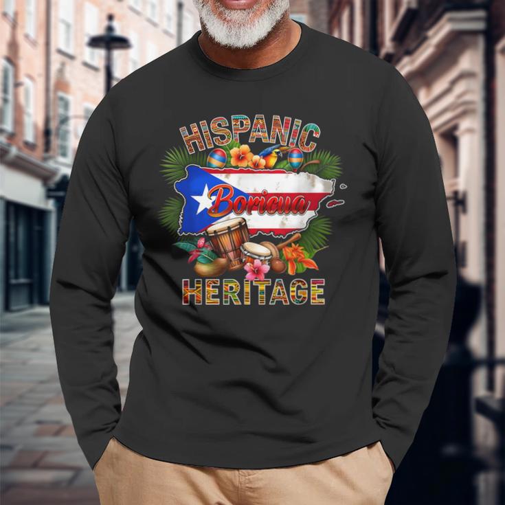 Heritage Puerto Rico Hispanic Boricua Flag Month Tree Roots Long Sleeve ...