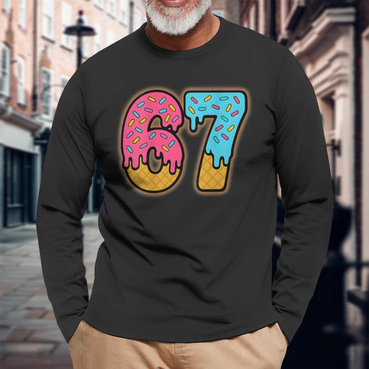 Six Seven Ice Cream Drip Sport 67 Fun Mason Meme On Back Long Sleeve T ...