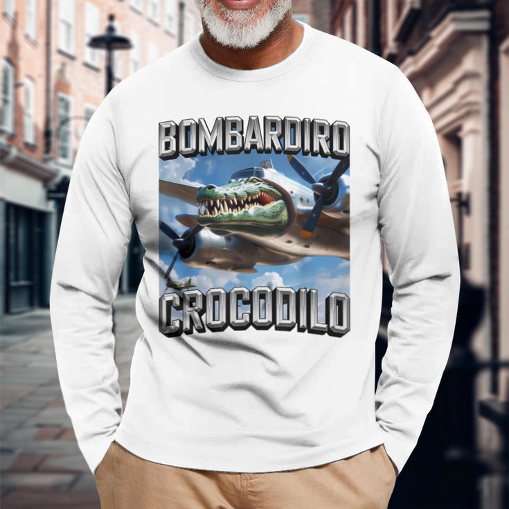 Bombardiro Crocodilo Meme Plane Crocodile Brainrot Long Sleeve T-Shirt ...