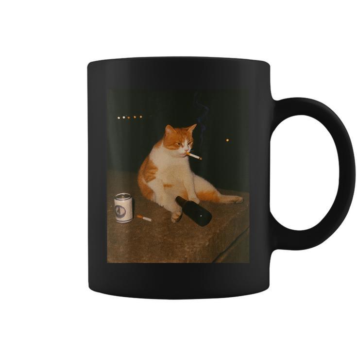 Cigarrillo Divertido Gatito Fumando Estúpido Gato Meme Brainrot Taza de ...