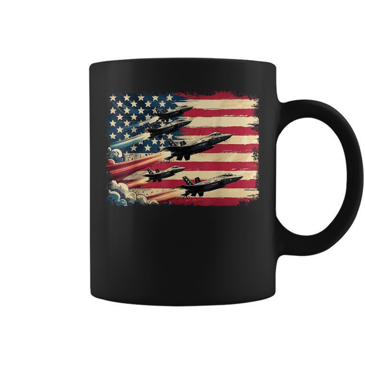 Vintage American Flag Usa Fighter Jets 4Th Of July Patriotic Coffee Mug ...