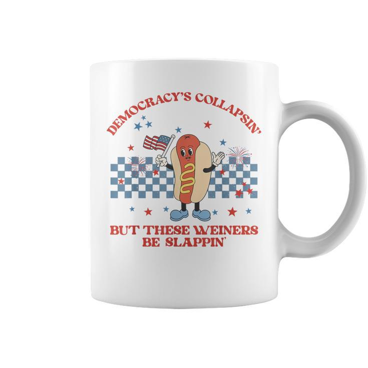 Hot Dog Democracy's Collapsing 4Th July Protest Trump Coffee Mug | Mazezy