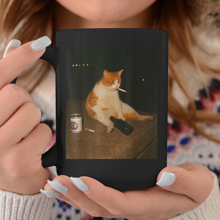 Cigarrillo Divertido Gatito Fumando Estúpido Gato Meme Brainrot Taza de ...