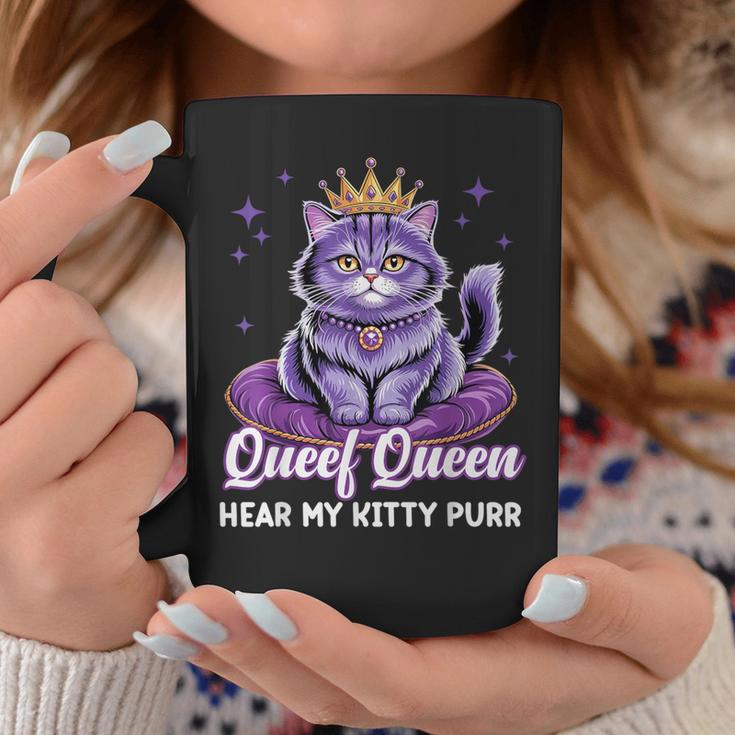 Queef Queen Cat Inappropriate Dirty Adult Humor Jokes Coffee Mug | Mazezy