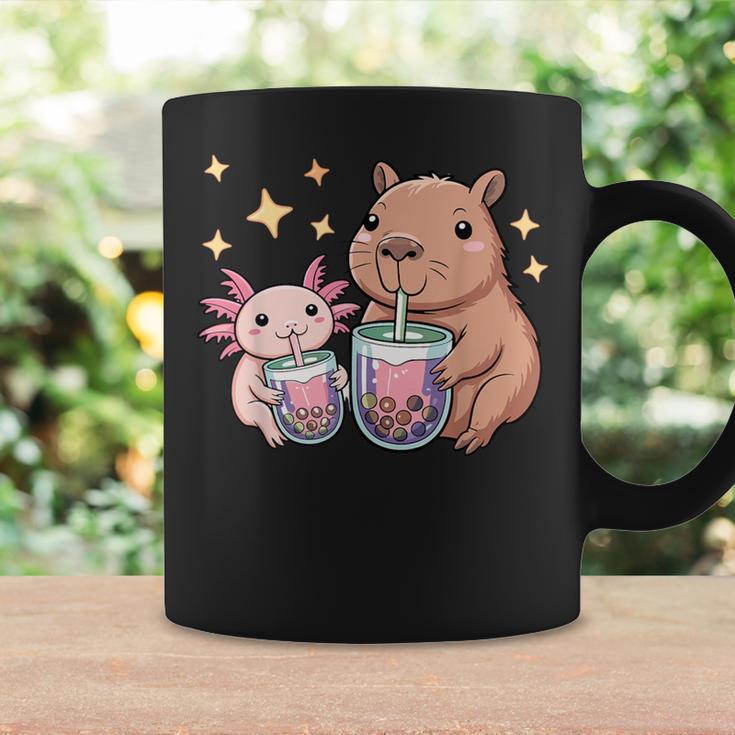 Axolotl Y Capibara Beber Té De Burbujas Kawaii Niñas Niños Taza de café ...