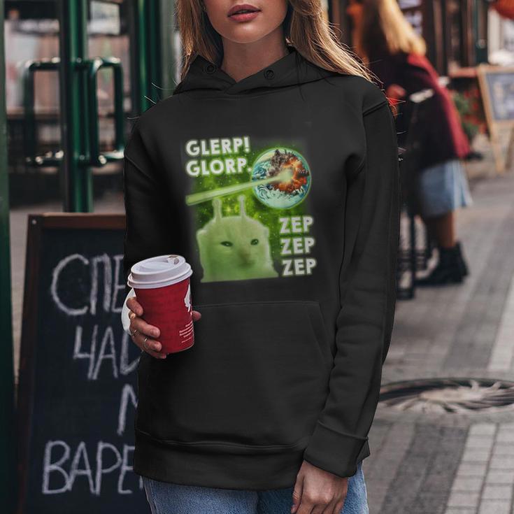 Glerp Glorp Alien Cat Cat Meme Brainrot Dank Memes Women Women Hoodie ...