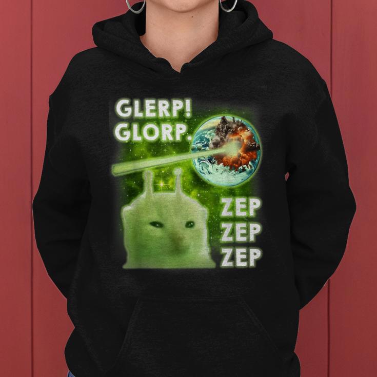 Glerp Glorp Alien Cat Cat Meme Brainrot Dank Memes Women Women Hoodie ...