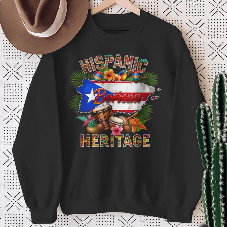 Heritage Puerto Rico Hispanic Boricua Flag Month Tree Roots Sweatshirt ...