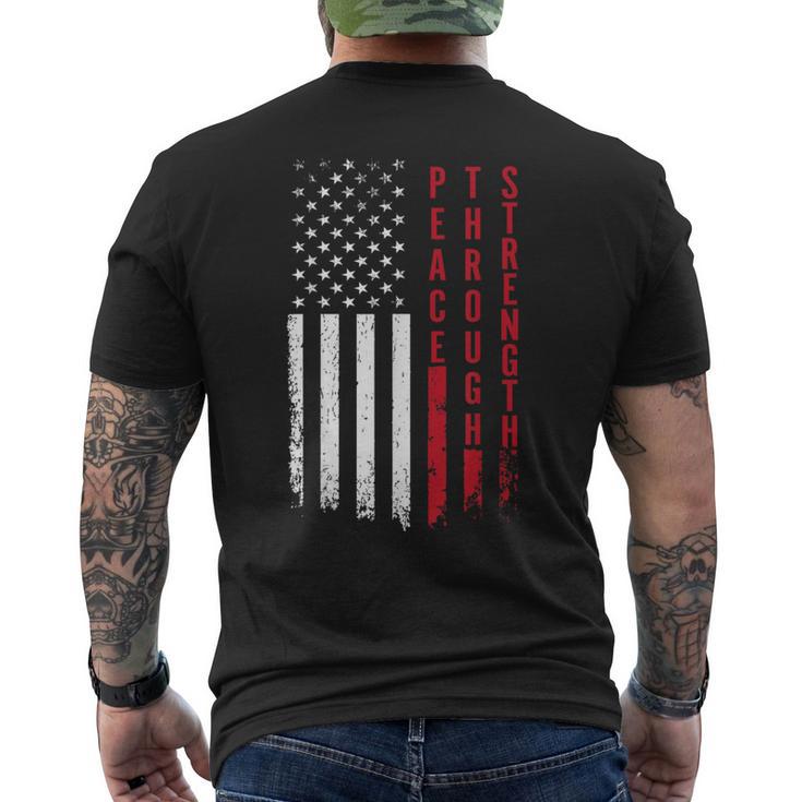 Peace Through Strength Distressed Flag Usa Graphic Men's T-shirt Back ...