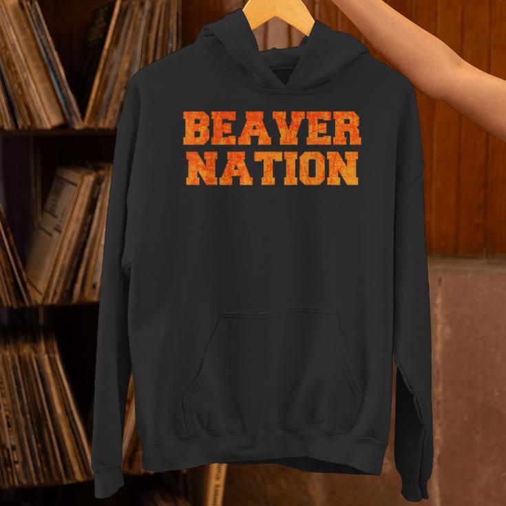 Beaver Nation For State Of Oregon Orange Distressed Font Hoodie - Monsterry
