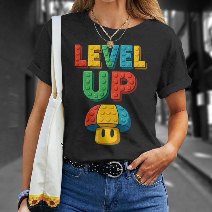 Level Up Block Lettering Powerup Gamer T-Shirt | Mazezy