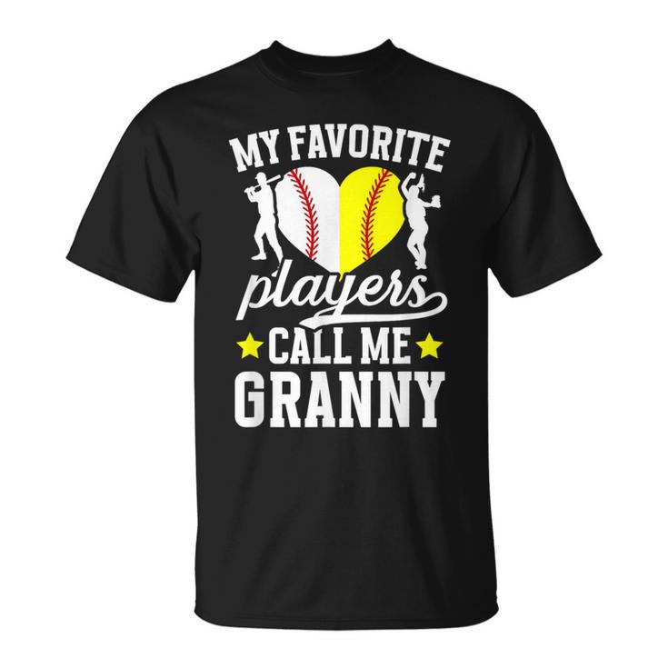 My Favorite Players Call Me Granny Baseball Softball Granny T-Shirt ...