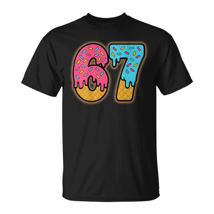 Six Seven Ice Cream Drip Sport 67 Fun Mason Meme On Back T-Shirt - Seseable