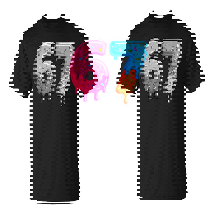 Six Seven Ice Cream Drip Sports Cool Meme 67 Number T-Shirt | Mazezy