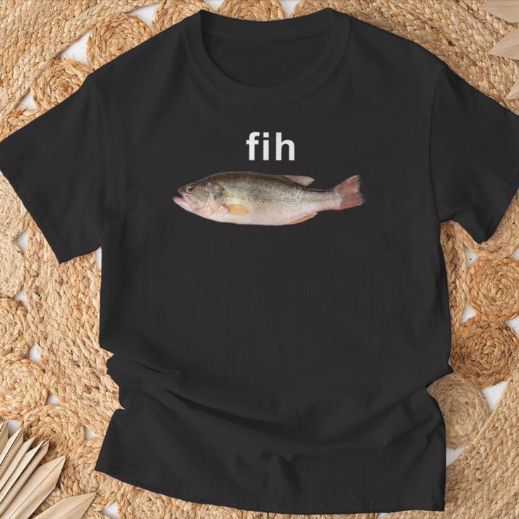 “Fih” Misspelled Fish Meme Simple Humor T-Shirt | Mazezy