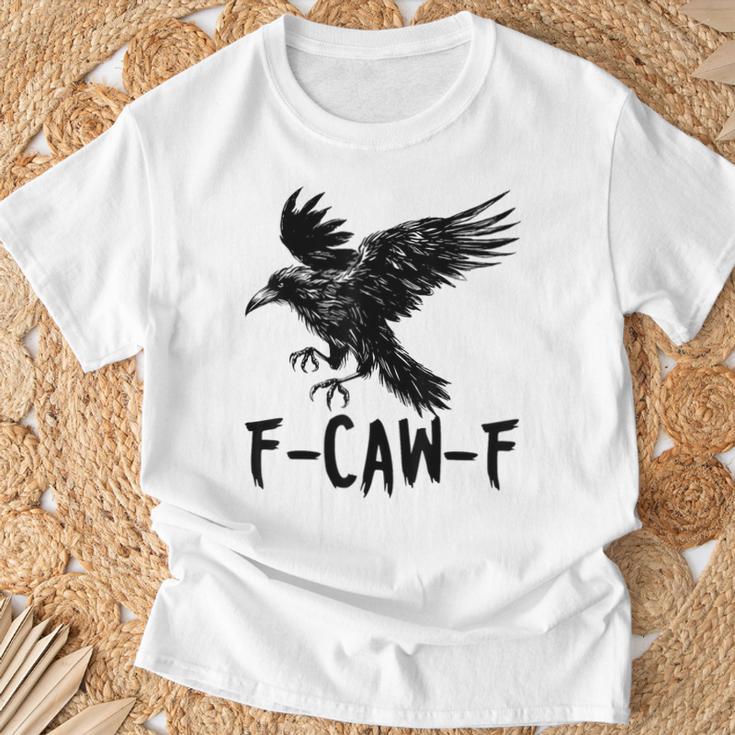 Retro F-Caw-F Black Bird Crow Crow Bird Cawing Grunge T-Shirt | Mazezy